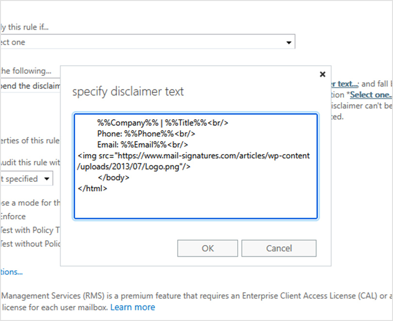 Zarządzanie podpisami email w Microsoft 365 i Office 365