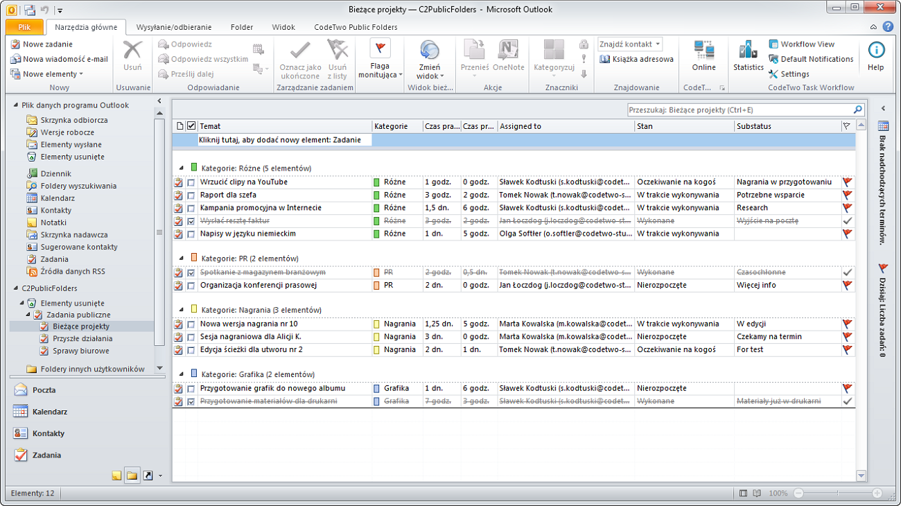 CodeTwo Task Workflow - Darmowy menadżer zadań i projektów dla Outlooka.
